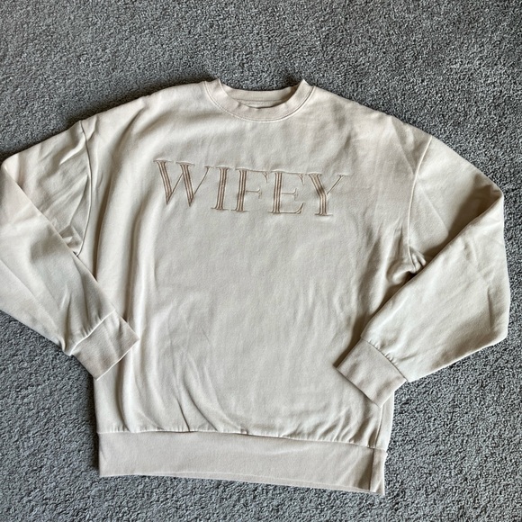 1897 Women’s Active | Tops | Ivory Embroidered Wifey Crew Neck ...
